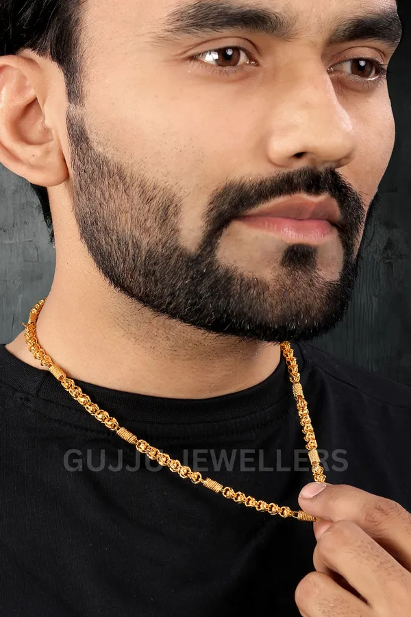Gujju Jewellers Gujju Stylish Gold Plated Neck Chain For Boys And Men's ...