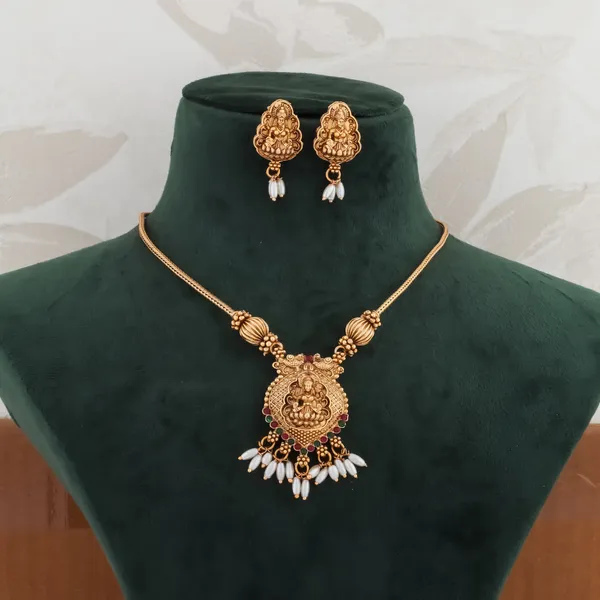 Vihaa Jewellery Vihaa Gold Plated Necklace Pendal Set With Earrings For ...