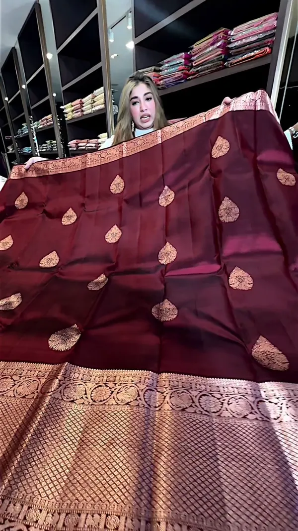 Urban Cultry Red Dates Maroon Color New Design Soft Banarasi Silk Saree ...