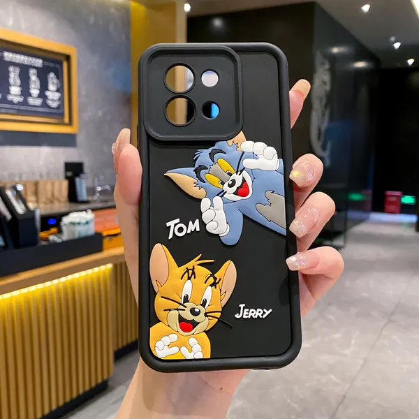 AS PLATINUM Vivo Y58 5G /Vivo Y38 5G Tom and Jerry Soft Silicone Cute 3D Cartoon Back Cover Case ...