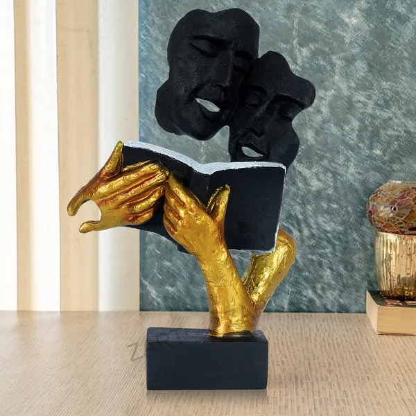 GiftsBazaar Handcrafted Book Reading Modern Art Face of Black and ...