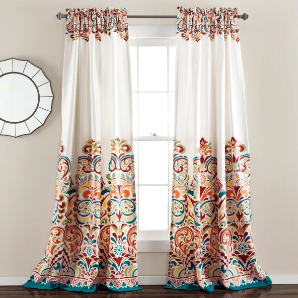 COTTON CURTAIN Pack Of 2 -Printed Multicolor Floral Semi Blackout ...
