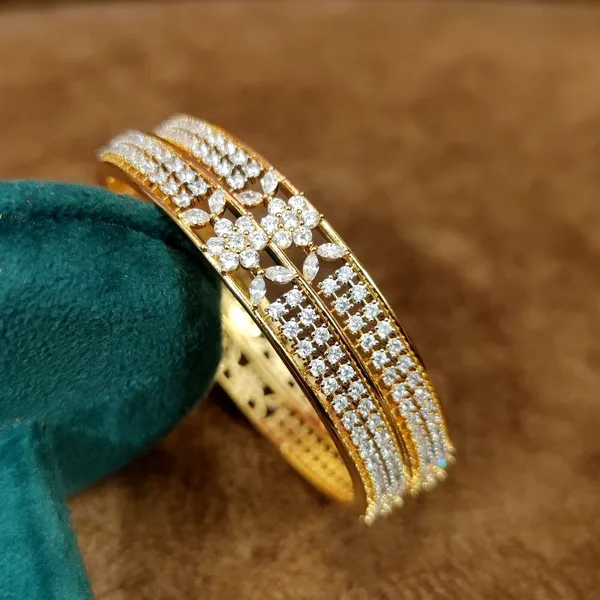 Jewelatoz Floral Shine Gold Plated CZ Stone Bangles Price in India - Buy Jewelatoz Floral Shine ...