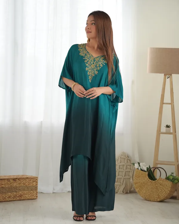 Label Achira Shaded Green Kaftan Set Price in India - Buy Label Achira ...