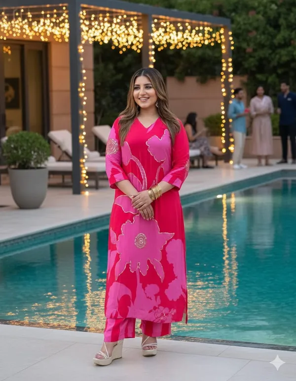 LABEL ACHIRA Hot Pink Floral Set ( Pure Crepe ) Price in India - Buy ...