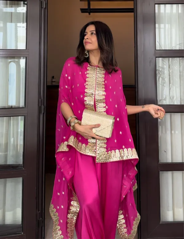 LABEL ACHIRA Pink Cape Set Price in India - Buy LABEL ACHIRA Pink Cape ...