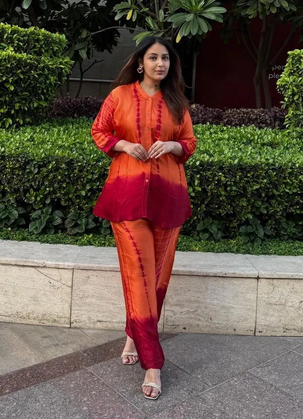 LABEL ACHIRA Orange Maroon Co-ord Set Price in India - Buy LABEL ACHIRA ...