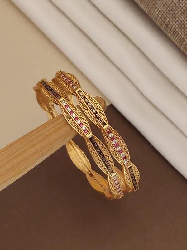 JUWELR Beautiful Designer Daily Wear Bangles With High Gold Finish Work ...