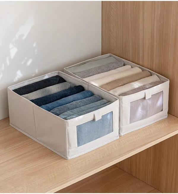 SOLSTICE Lifestyle Premium Cotton Wardrobe Organizer Box | Pack of 2 ...