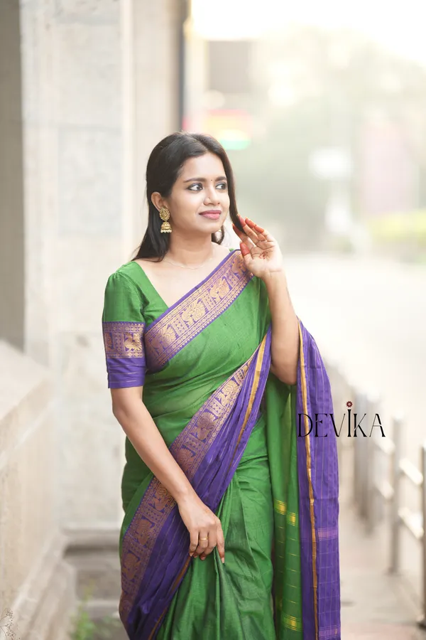 DEVIKA TEXTILES Aradhana Green Narayanpet Pure cotton saree Price in ...