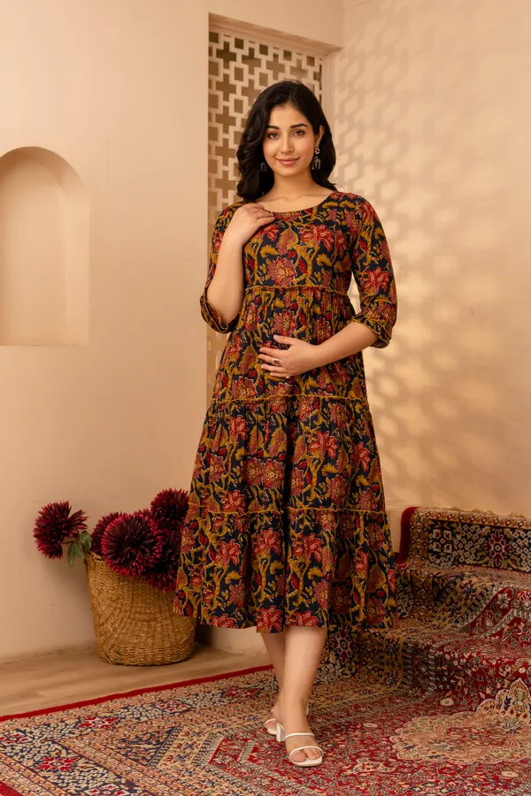 Label Kushagra Blue Cotton Floral Printed Price in India - Buy Label ...