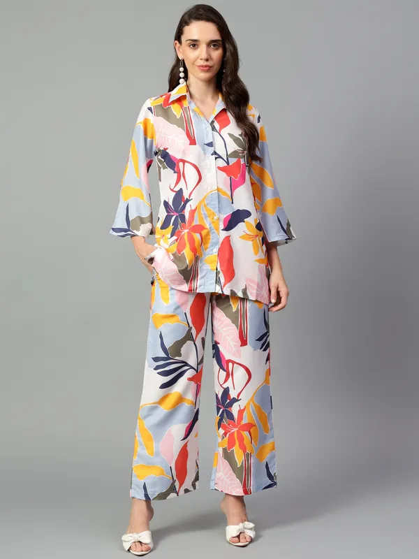 Beach & Hill White Floral Printed Muslin Co-ord Set for Women Price in ...