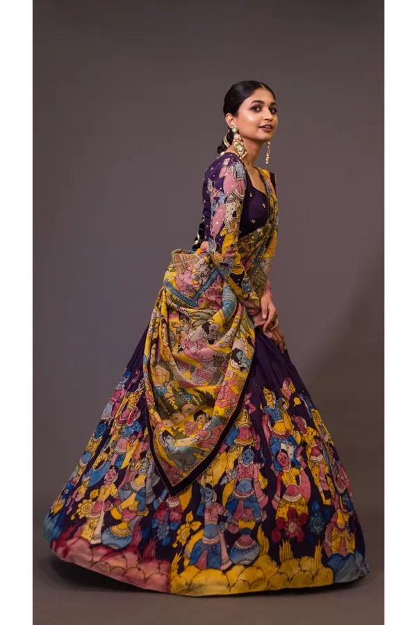 KRISHNA SAREE Esha Purple Ajantha Lehenga Set Price in India - Buy ...