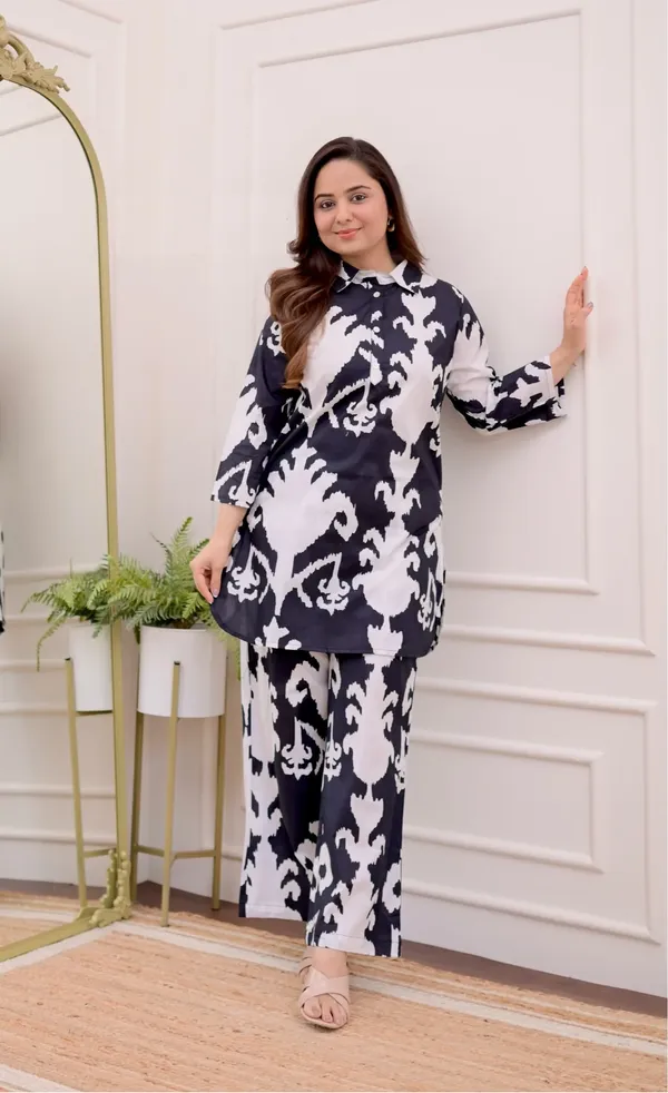 Ashru Navy Blue Viscose Rayon Ethnic Top Pyjama Set For Women Price in India - Buy Ashru Navy ...
