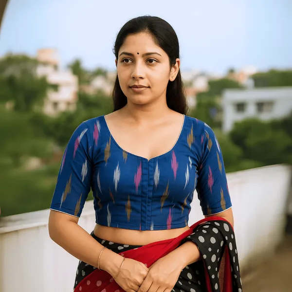 Riyashree Riyashree Cotton Ikkat Print Ready-to-Wear Stitched Blouse ...