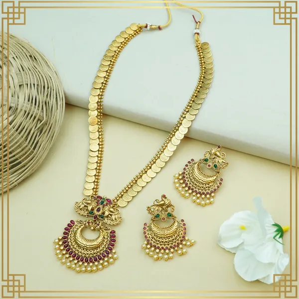 PINAK JEWEL Temple Long Necklace And Earrings Set | South Indian ...