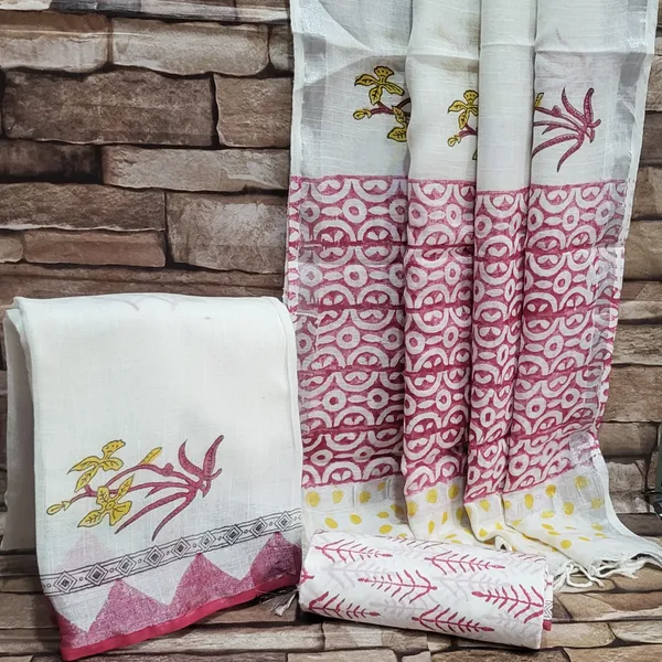 GOVIND HAND PRINTERS Hand Printed Linen Cotton Suit Set With Linen ...