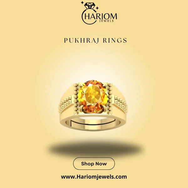 HARIOM JEWELLS Pukhraj Ring Pukhraj Stone Created Yellow Sapphire ...