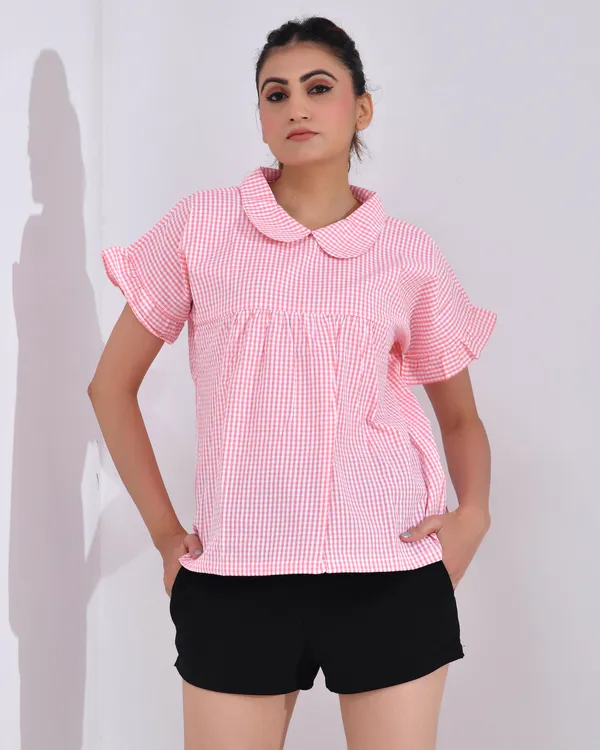 SIDDHO HUM WOMEN'S PETER PAN COLLAR TOP - PEACH PINK Price in India ...