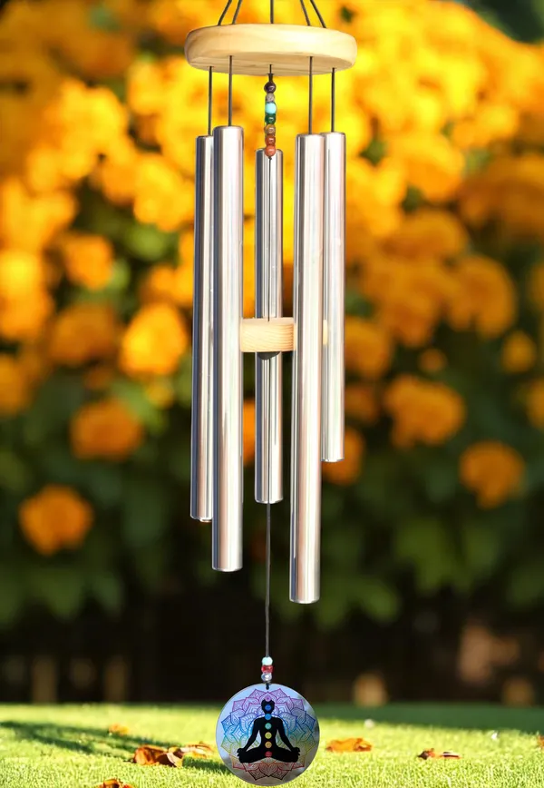 PARADIGM PICTURES Paradigm Pictures Big 5 pipe 7 chakras wind chime ...