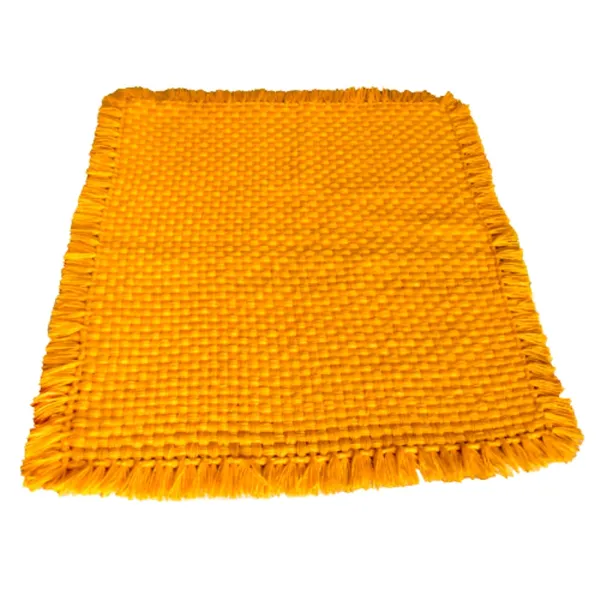 Jaipur Woollen Handicraft Yellow Pooja Mat Soft Wool Handmade Pooja ...