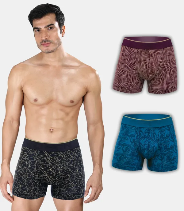 Deon Pack Of 3 Micromodal Luxury Print Trunk For Men (Luxe Black ...