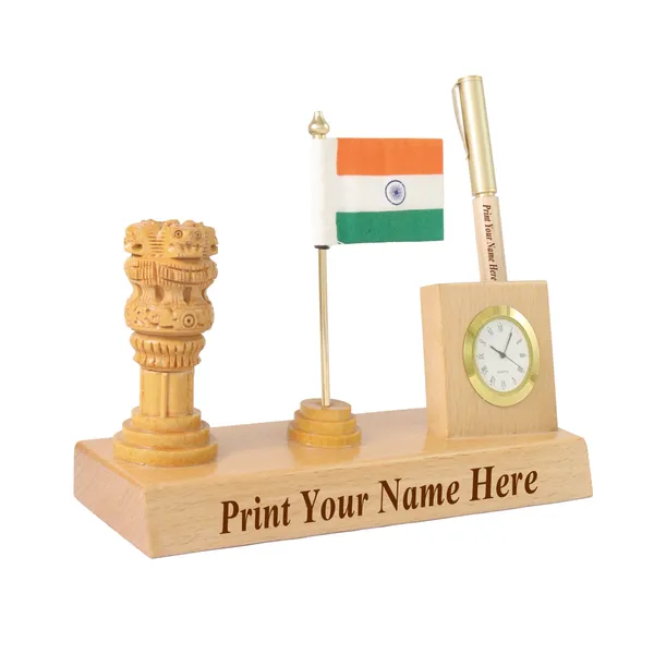 Shivom Crafts Personalised Beige Wooden Desk Name Plate For Office ...