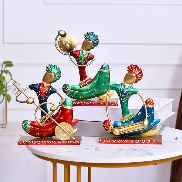 Kutumbh Golden Metal Nagpuri Musician For Table Top Decor Decorative ...