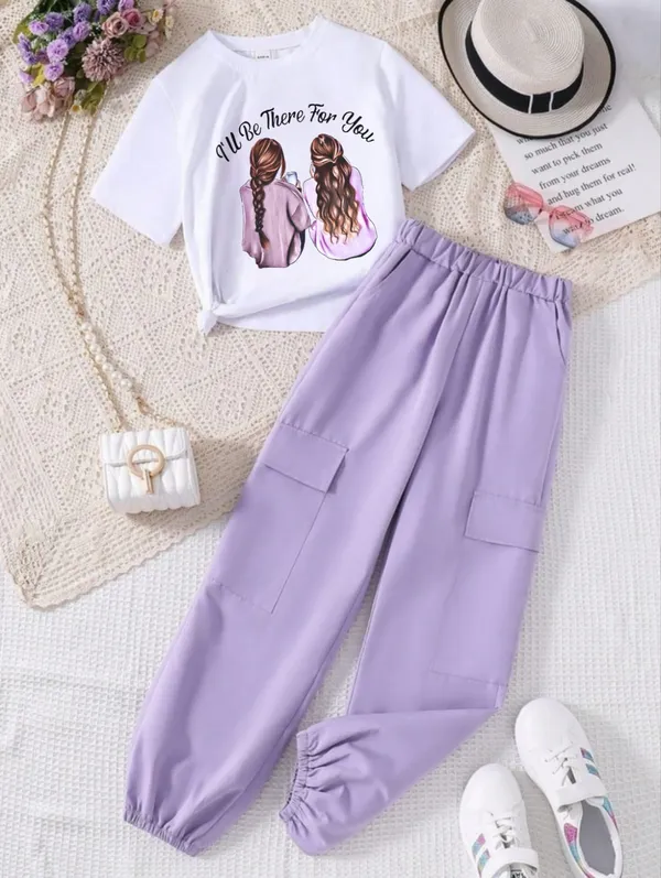 ECLIPSIO Purple Cotton Tinkle Trendy Girls T-Shirt & Pant Sets Price in ...