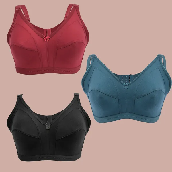 Fanzoh Non-Padded Non-Wired Full Coverage Full-Figure Bra (Pack Of 3 ...