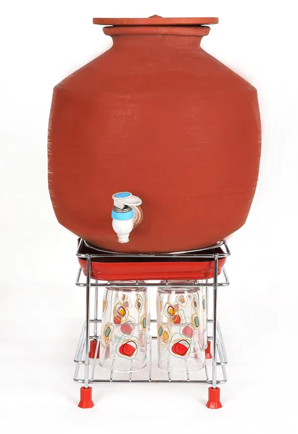 FIT N FORGET Silver Heavy Stainless Steel Matka Stand With Plastic Tray ...