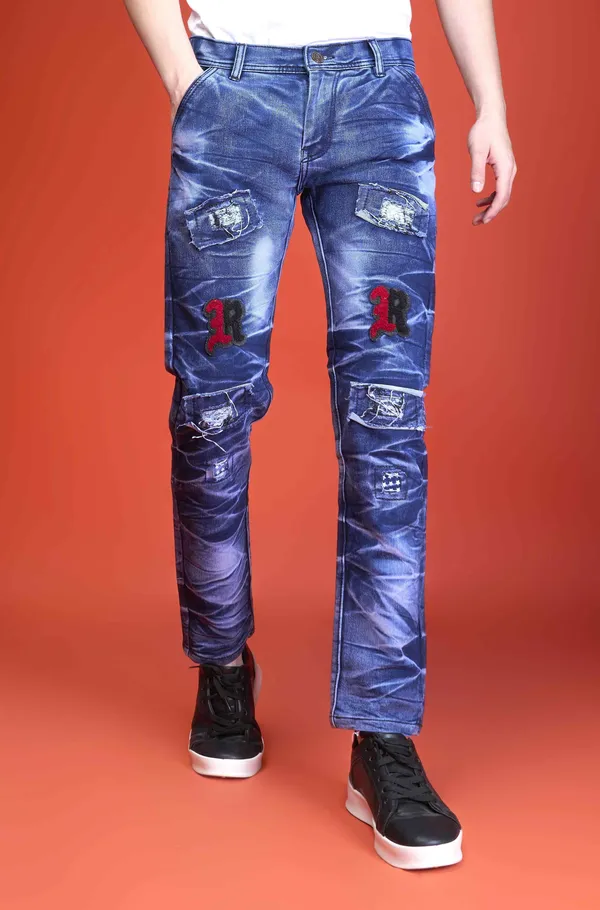 Tracknjeans Light Blue Cotton Blend Slim Fit Mid Rise Diagonal Pocket ...