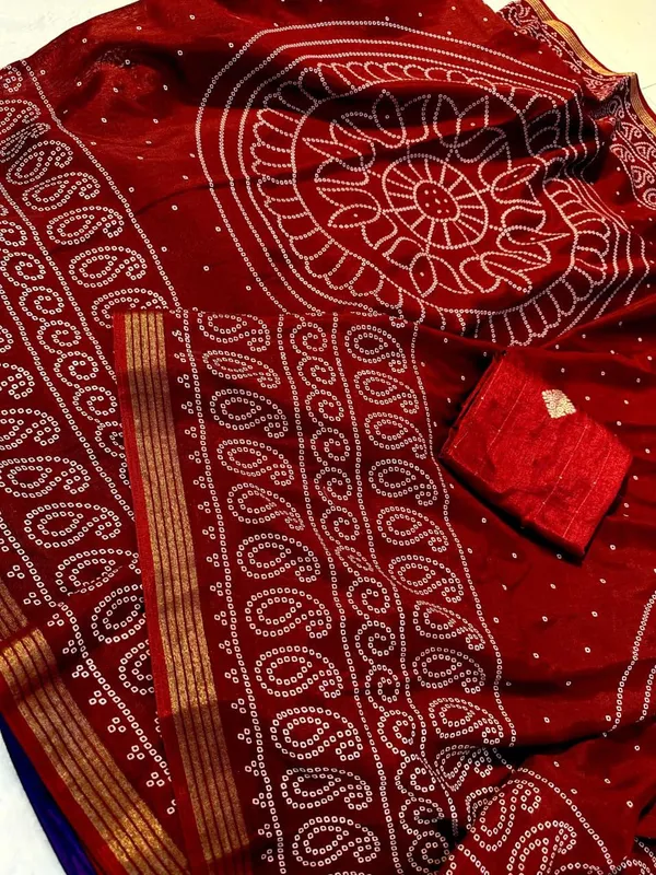 Bharti saree TRADITIONAL BANDHANI MAROON COLOR WITH BEAUTIFULL GOLDEN ...