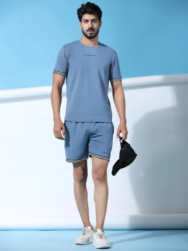 DanzaSon Sky Blue 100% Premium Automan Balls Comfort Co-Ords T-Shirt ...