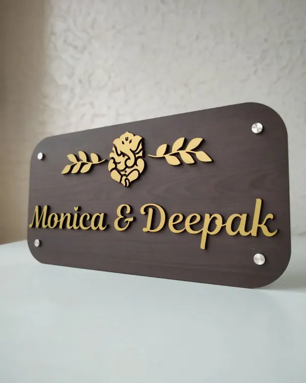 PEAK PLATE Dark Brown Name Plate For Home, Office & Outdoor Entrance(12 ...