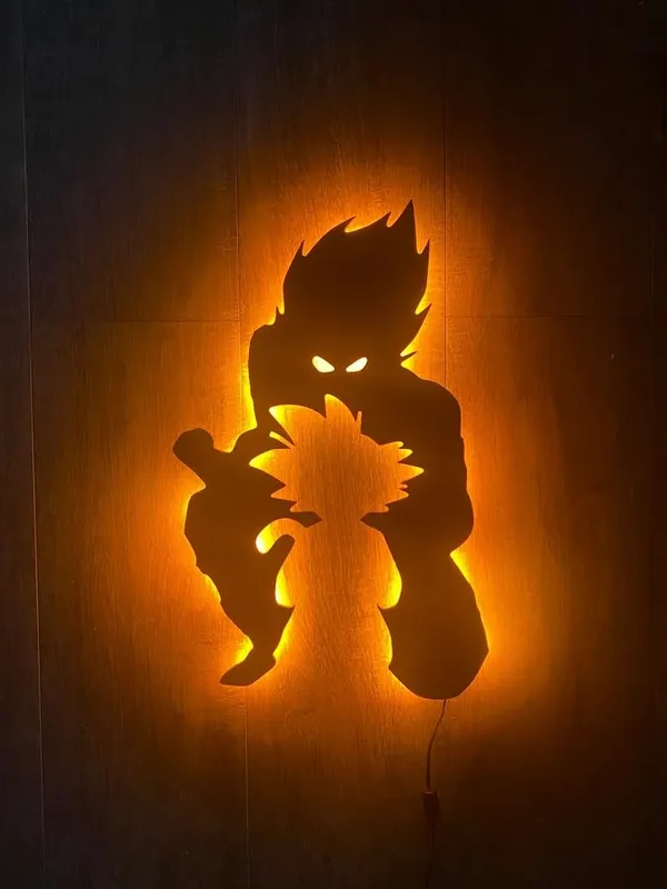 PRINTKARR Goku Backlit Engineered Wood Yellow Anime Themed Free Anime ...