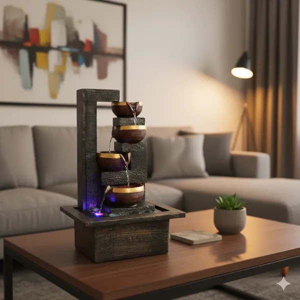 ALiLa Decor Brown Big Water Fall Fountain for Home Decor Living Room ...
