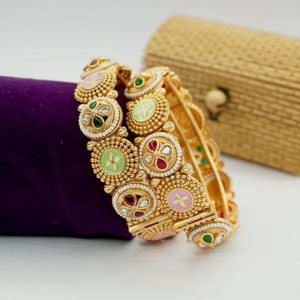 Panini Jewels Unique Style Multi Color Gokhru Bangles Set by Panini ...