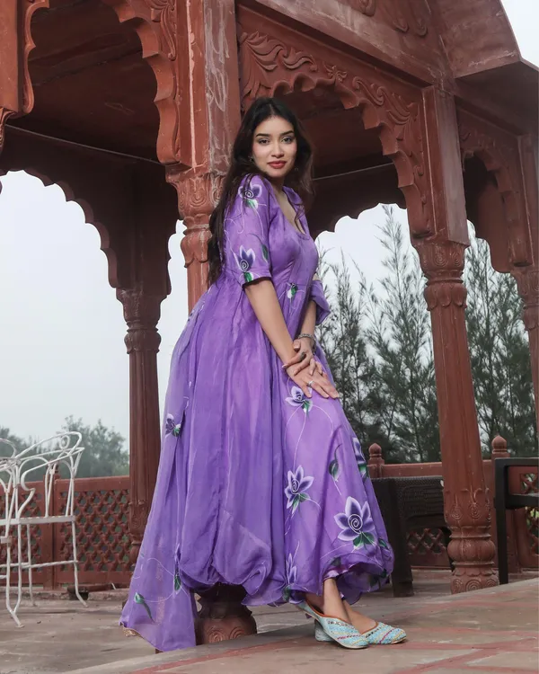 Ziyorah Rango Ki Kalam Se Purple Anarkali Suit Price in India - Buy ...