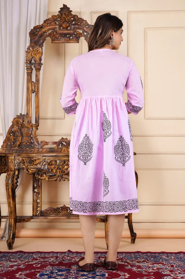 STYLISH TREND Pink Cotton Blend Printed Gown For Women Price in India ...