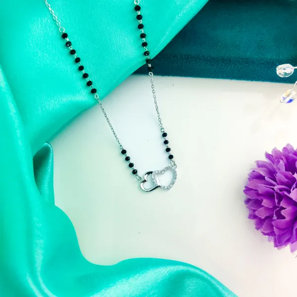 Classic Heart Silver Mangalsutra for Women | Certified 925 Sterling ...