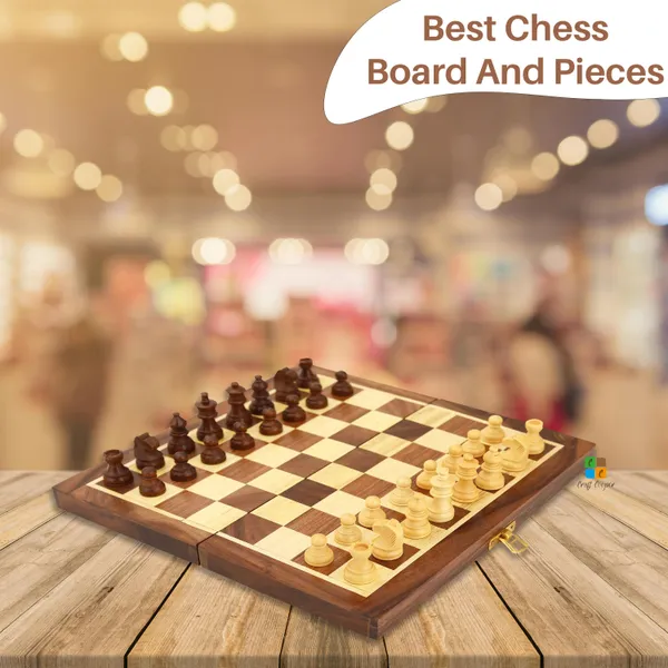 Craft Cooper Folding Wooden Chess Board Set Game Handmade Chess Pieces ...