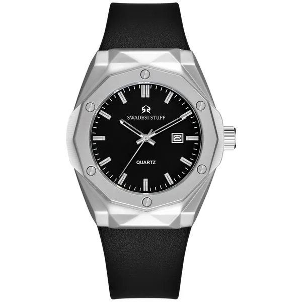 SWADESI STUFF Aegis - Silver - Premium Silicone Strap Watch For Men ...