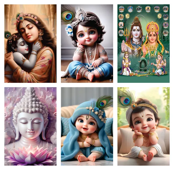 Print Mart Multicolor Little Bal Gopal Religious Shiv Parivaar Lord ...