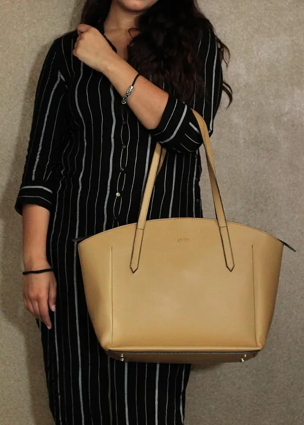 NUBUFF Beige Synthetic Leather Premium Quality Tote Bag For Women Price ...