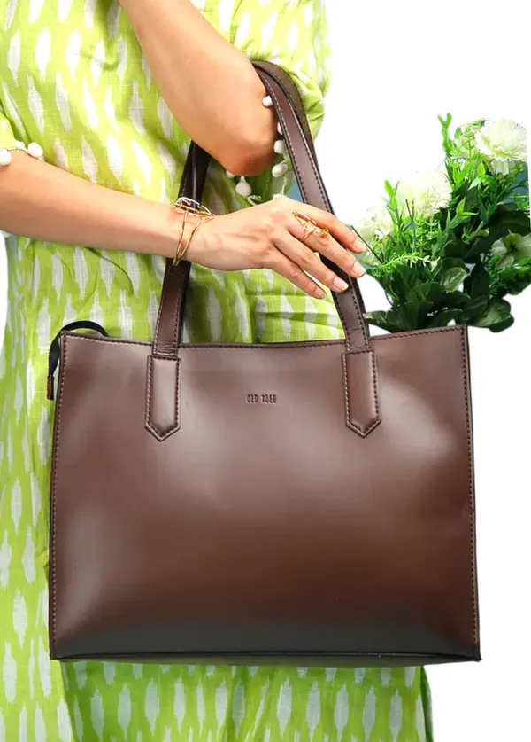 NUBUFF Brown Synthetic Leather Premium Quality Tote Bag For Girls Price ...