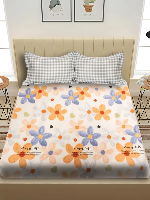 Furnish Factory Multicolor Dreamy Blooms 300 Tc Ultra-Soft Cotton Blend ...