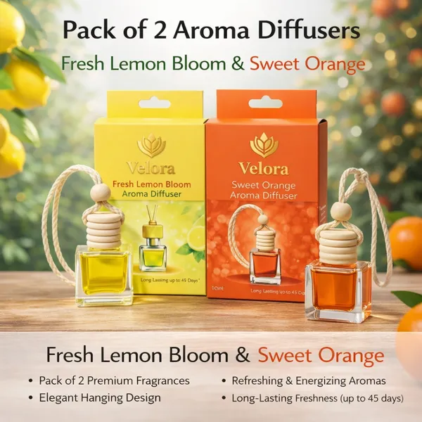 CANDY CARS Velora Car Aroma Diffuser Pack of 2 (Fresh Lemon Bloom ...