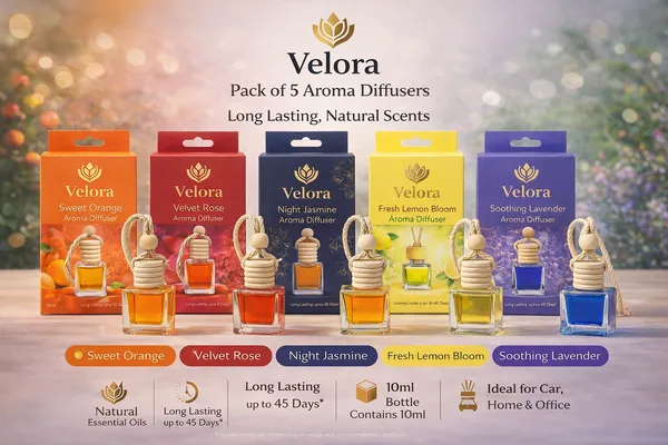 CANDY CARS Velora Car Hanging Aroma Diffuser Pack of 5 (10ml Each ...