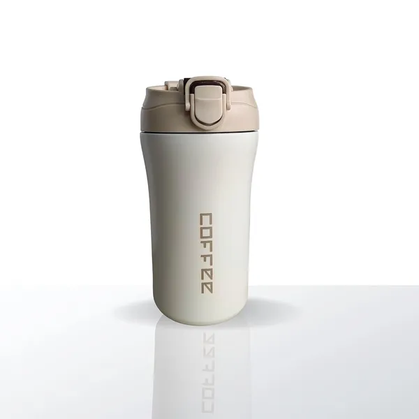 WOSTA White 400ml Travel Mug Insulated Coffee Cup with Leakproof Lid ...